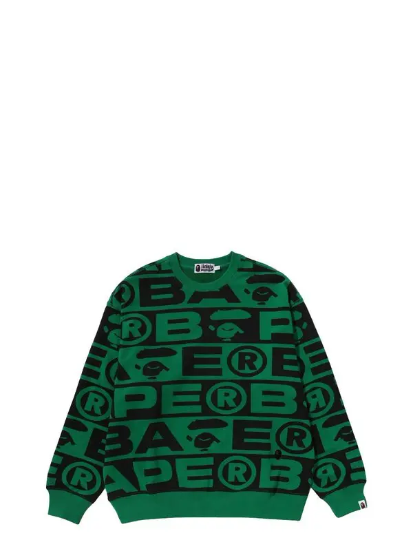 A BATHING APE Lux Sport Pattern Oversized Crewneck Sweatshirt - Green