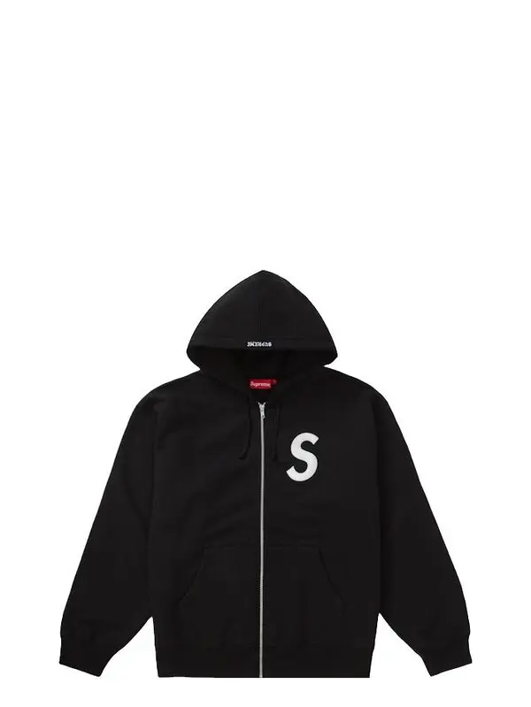 Supreme Logo Zip Up Hooded Sweatshirt - Black