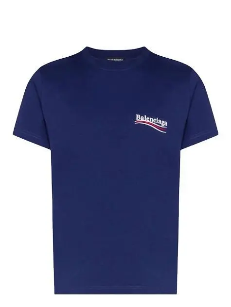 Balenciaga Political Campaign Medium Fit T-shirt - Pacific Blue/white