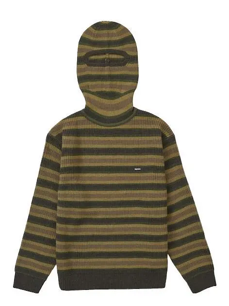 Supreme Small Box Balaclava/turtleneck Sweater - Olive Stripe