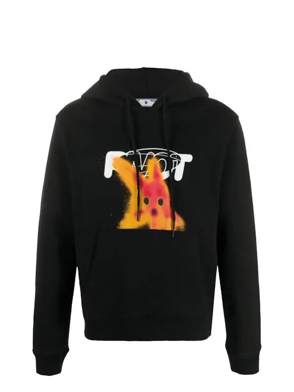 Off-White Slim Fit Pivot Fish Hoodie - Black/red