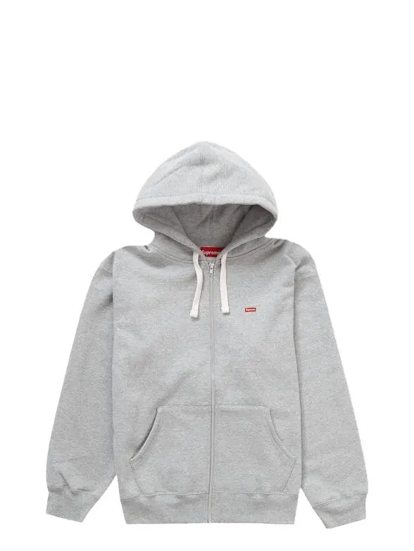 Supreme Small Box Drawcord Zip Up Hooded Sweatshirt - Heather Grey