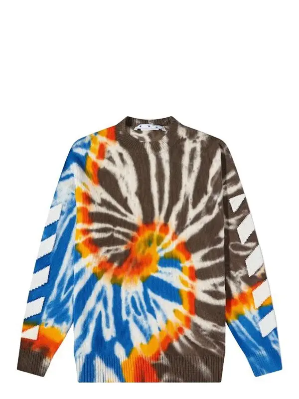 Off-White Tie Dye Knit Top - Brown/blue