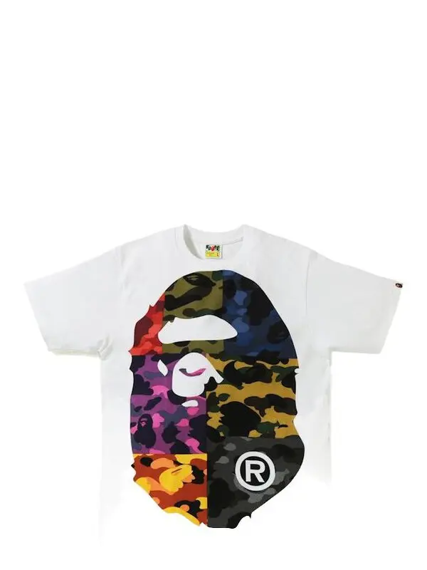 A BATHING APE Mix Camo Big Big Ape Head Tee Shirt - White