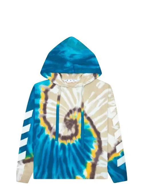 Off-White Tie-dye Knit Hoodie - Bone/blue/white