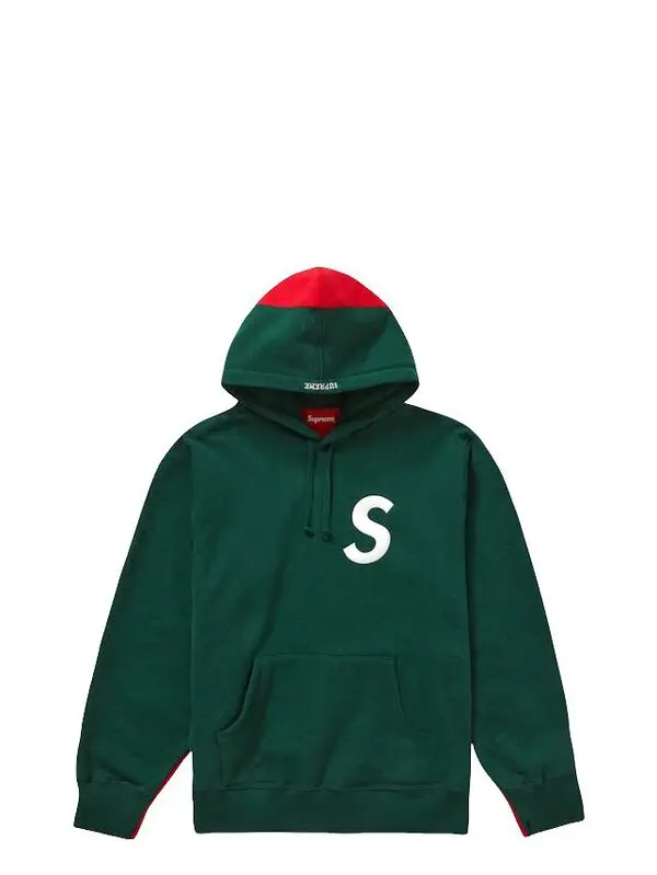 Supreme S Logo Split Hooded Sweatshirt - Dark Green