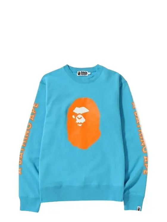 BAPE Mad Face Wide Crewneck Sweatshirt - Sax