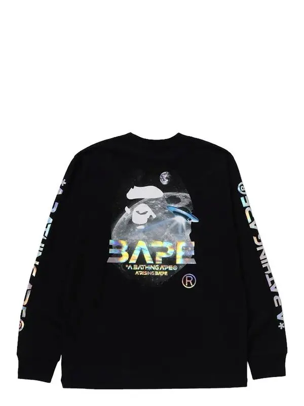 A BATHING APE Moon Photo Long Sleeve Tee Shirt - Black