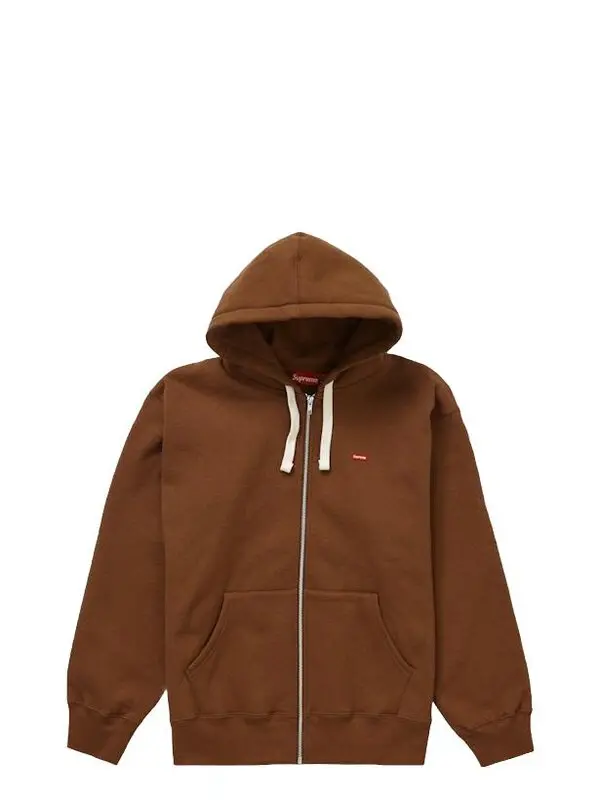 Supreme Small Box Drawcord Zip Up Hooded Sweatshirt - Brown