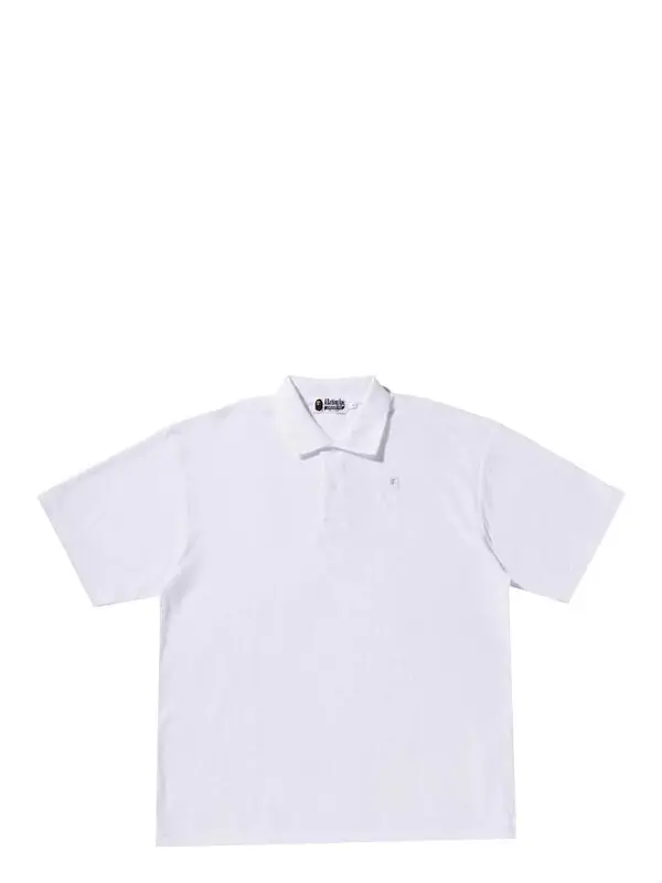 A BATHING APE Ape Head Towelling Relaxed Fit Polo Shirt - White