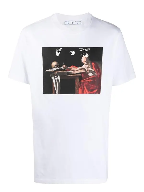 Off-White Off Slim Fit Caravaggio Saint Jerome Writing T-shirt - White