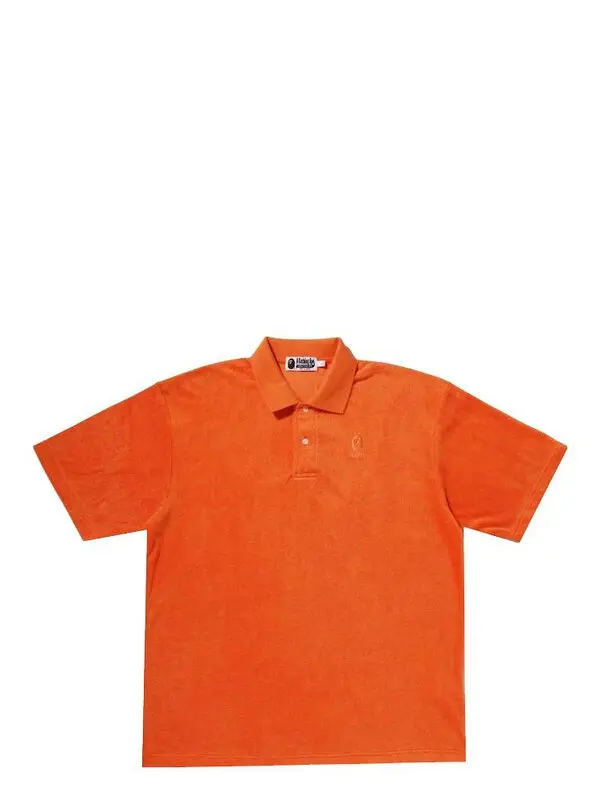 A BATHING APE Ape Head Towelling Relaxed Fit Polo Shirt - Orange