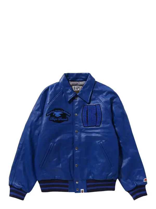 BAPE Varsity Leather Jacket - Blue