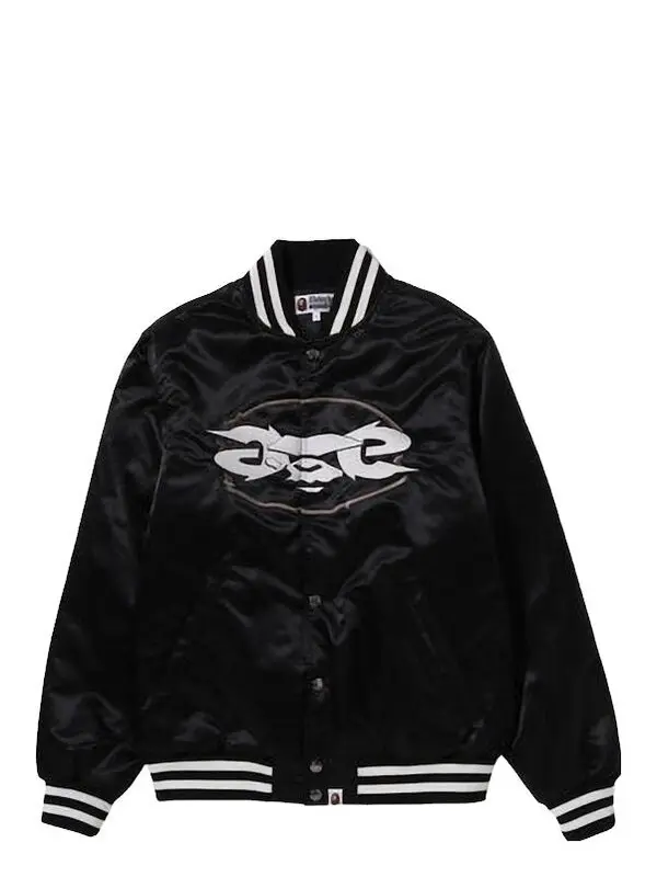 BAPE Relaxed Fit Nylon Varsity Jacket - Black