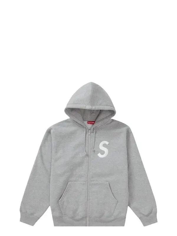 Supreme Logo Zip Up Hoodie - Heather Grey
