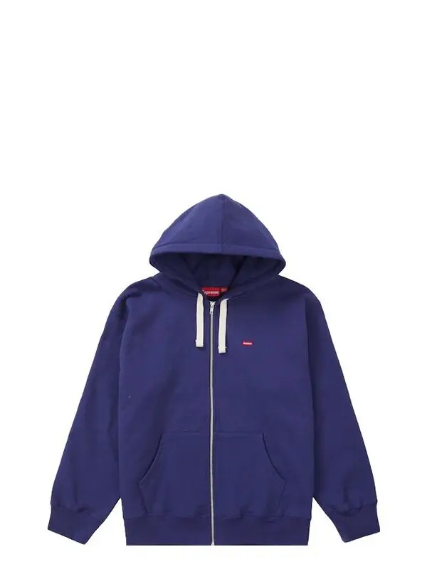 Supreme Small Box Drawcord Zip Up Hooded Sweatshirt - Washed Navy Blue
