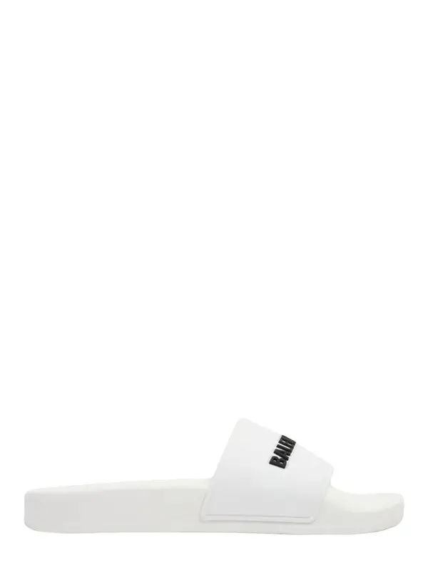 Balenciaga Pool Slides With 3d Logo - White/black