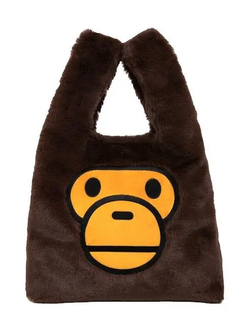 A BATHING APE Baby Milo Fur Tote - Brown