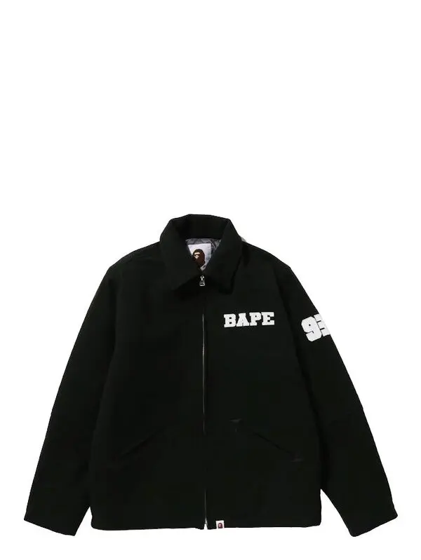 A BATHING APE Melton Zip Jacket - Olivedrab Green