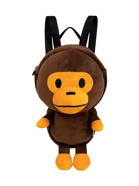 A BATHING APE Baby Milo Plush Backpack - Brown