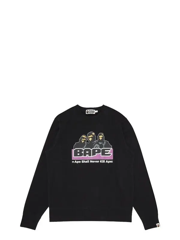 BAPE Archive Ape Shall Never Kill Ape Crewneck Sweatshirt - Black