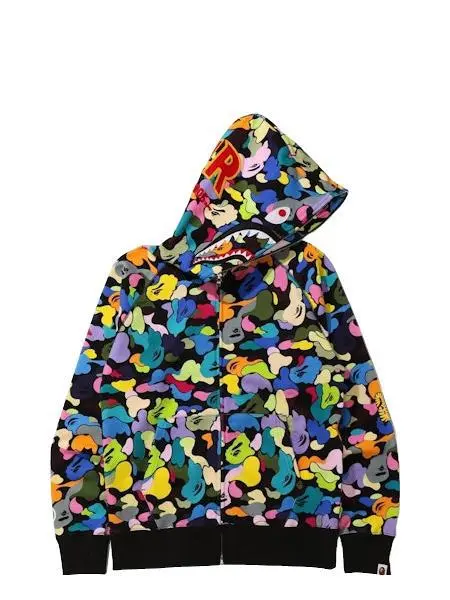 BAPE Camo Shark Full-zip Ponr Hoodie - Black