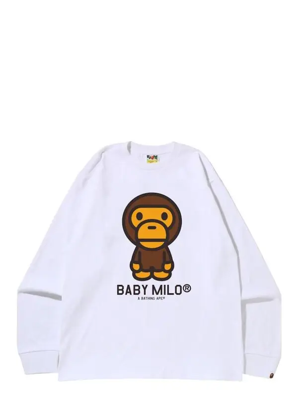 A BATHING APE Baby Milo Long Sleeve Tee Shirt - White