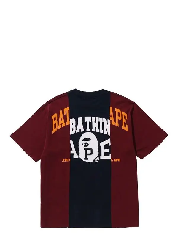 A BATHING APE Badges Blocking Tee Shirt - Navy Blue
