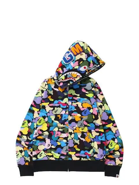 A BATHING APE Camo Shark Full-zip Hoodie - Black