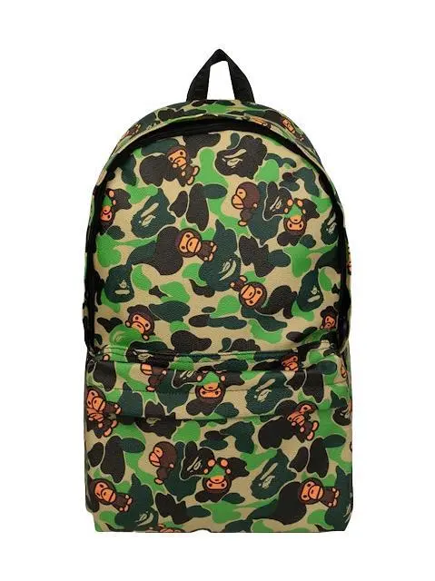A BATHING APE Baby Milo Abc Camo Large Backpack - Green