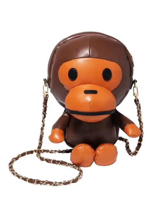 A BATHING APE Baby Milo Plush Doll Chain Shoulder Bag - Brown