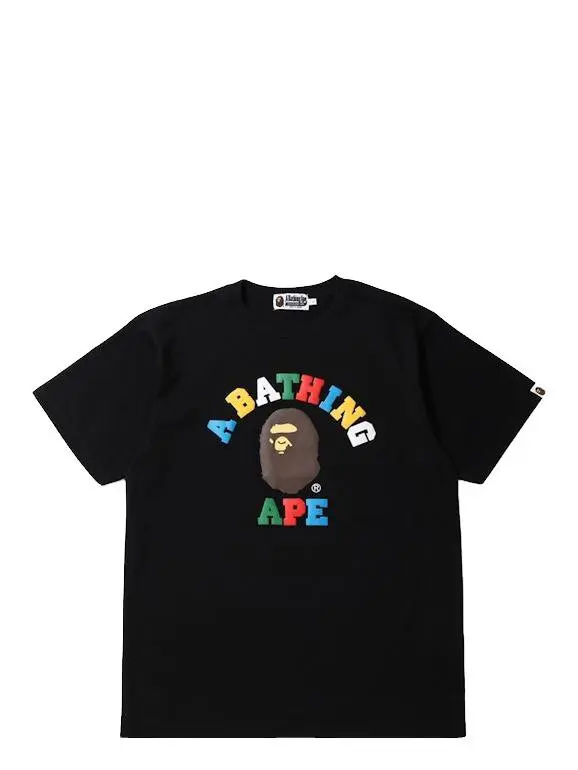 A BATHING APE Letters College Tee Shirt - Black