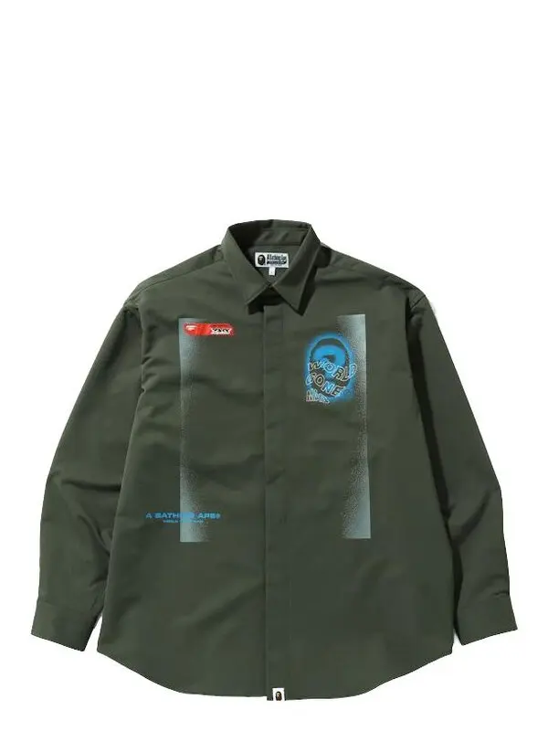 A BATHING APE Graphic Loose Fit Shirt - Olivedrab Green