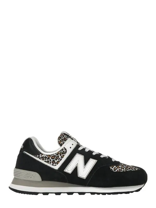 NEW BALANCE 574 Leopard Print Sneakers - Black/beige