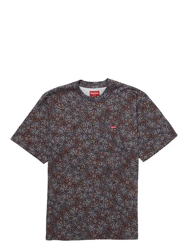Supreme Small Box Tee Shirt - Navy Blue Floral Cards