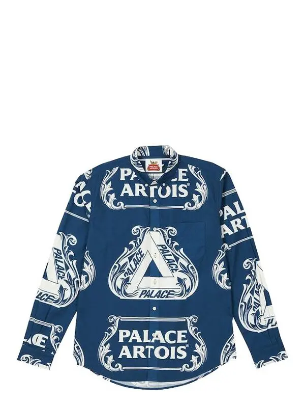 PALACE Stella Artois Oxford Shirt - Navy Blue/white