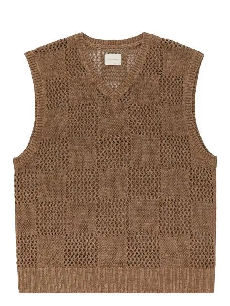 Aimé Leon Dore Checkered Linen Vest - Brown