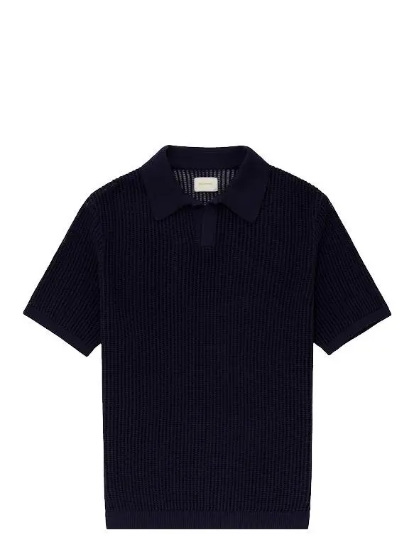 Aimé Leon Dore Mesh Knit Polo Shirt - Navy Blue