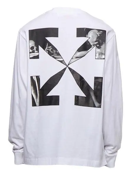 Off-White Off Caravaggio Arrow Skate Long Sleeve Tee Shirt - White