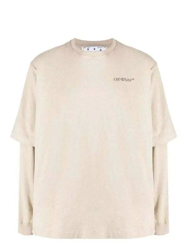 Off-White Caravag Arrow Logo Double Sleeve Longsleeve - Beige