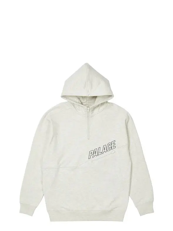 PALACE Slant 1/4 Zip Hood - Light Grey Marl