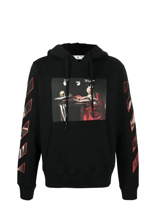 Off-White Caravaggio Diag Sleeve Hoodie - Black/red