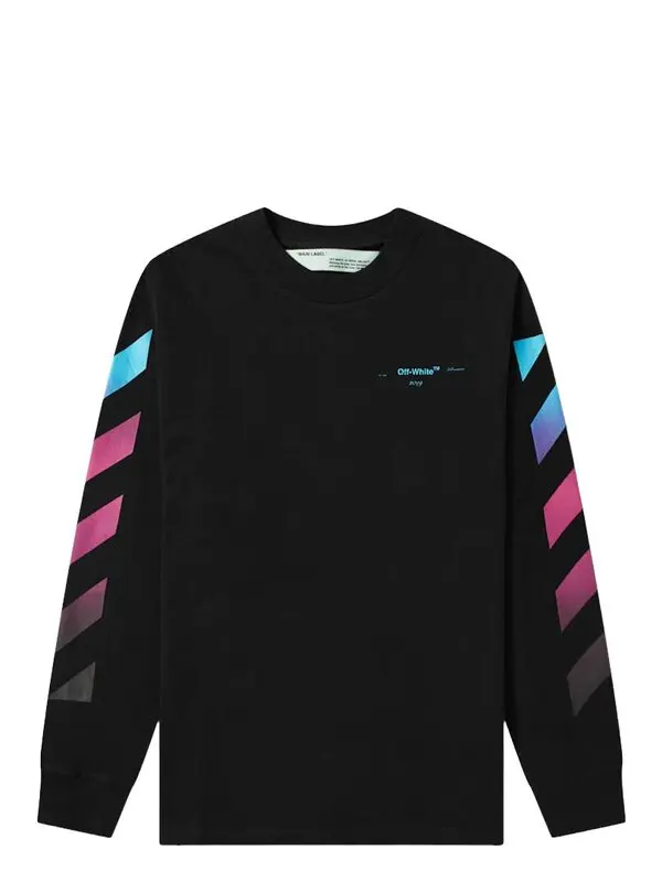 Off-White Diagonal Gradient Long Sleeve Tee Shirt - Black