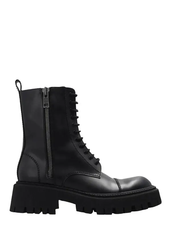 Balenciaga Tractor Zip Up Combat Boots - Black