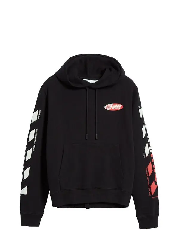 Off-White Diagonal Split Logo Hoodie - Black