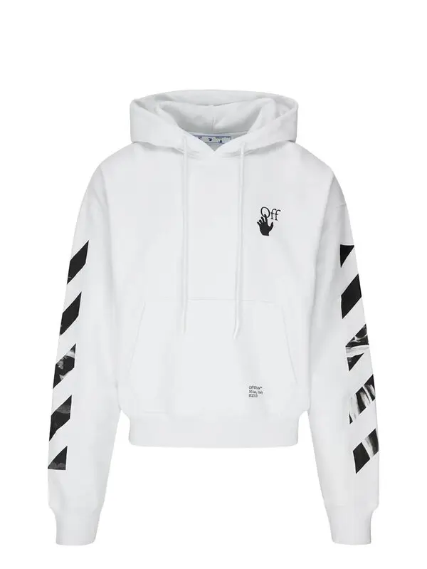 Off-White Diagonal Stripes Caravaggio Saint Jerome Writing Arrows Hoodie - White/black