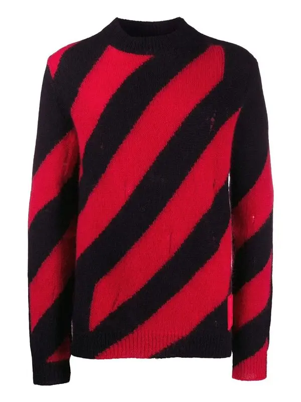 Off-White Diag Mohair Sweater - Red/black
