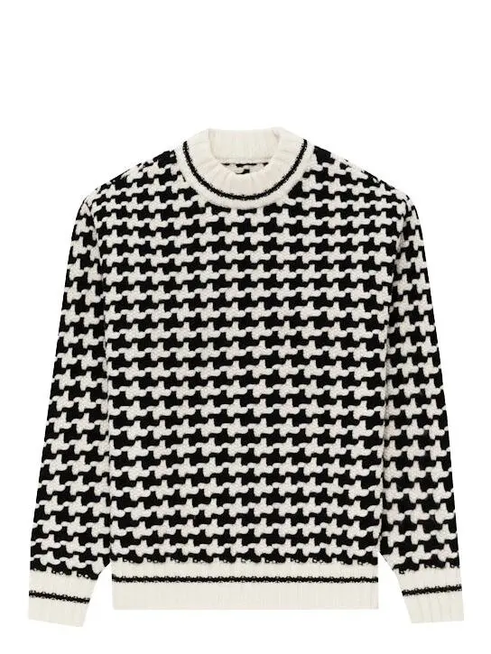 Aimé Leon Dore Knit Houndstooth Crewneck Sweater - Black/white
