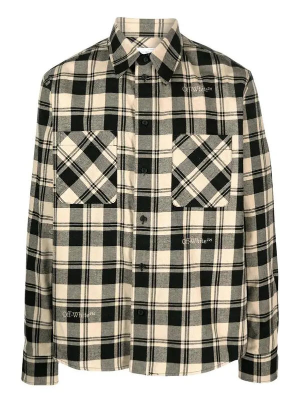 Off-White Checkprint Flannel Shirt - Light Beige/black