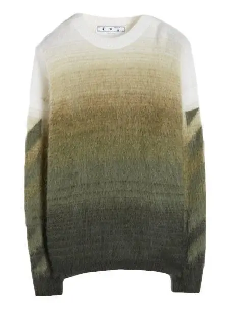 Off-White Diagonal Brushed Sweater - Green